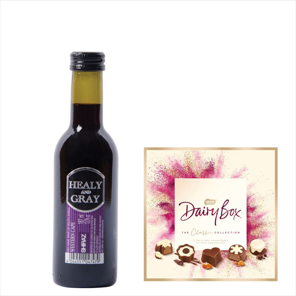 Healy & Gray Shiraz 18.7cl & Dairy Box Chocolates – Happy Days Factory