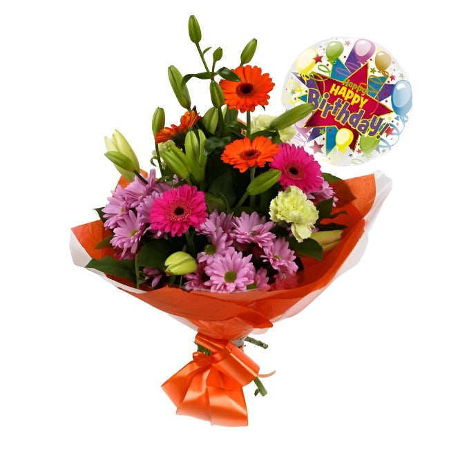 Birthday Balloon & Colour Burst Bouquet – Happy Days Factory