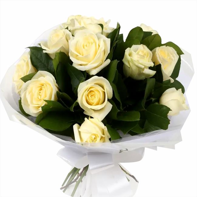 12 White Roses Bouquet – Happy Days Factory