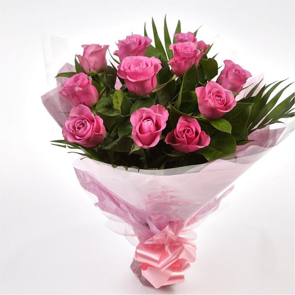 12 Beautiful Pink Roses Bouquet – Happy Days Factory