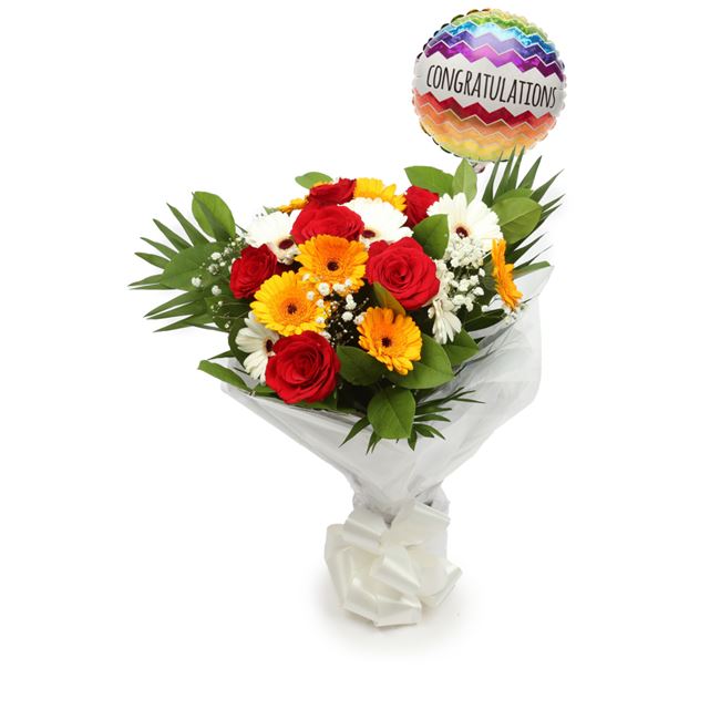 Congratulations Balloon & Celebration Bouquet – Happy Days Factory