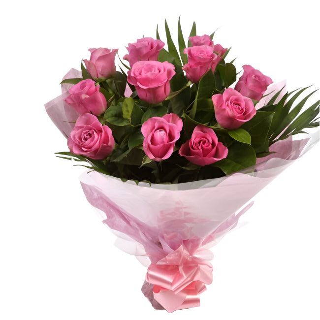 12 Luxury Pink Roses Bouquet – Happy Days Factory